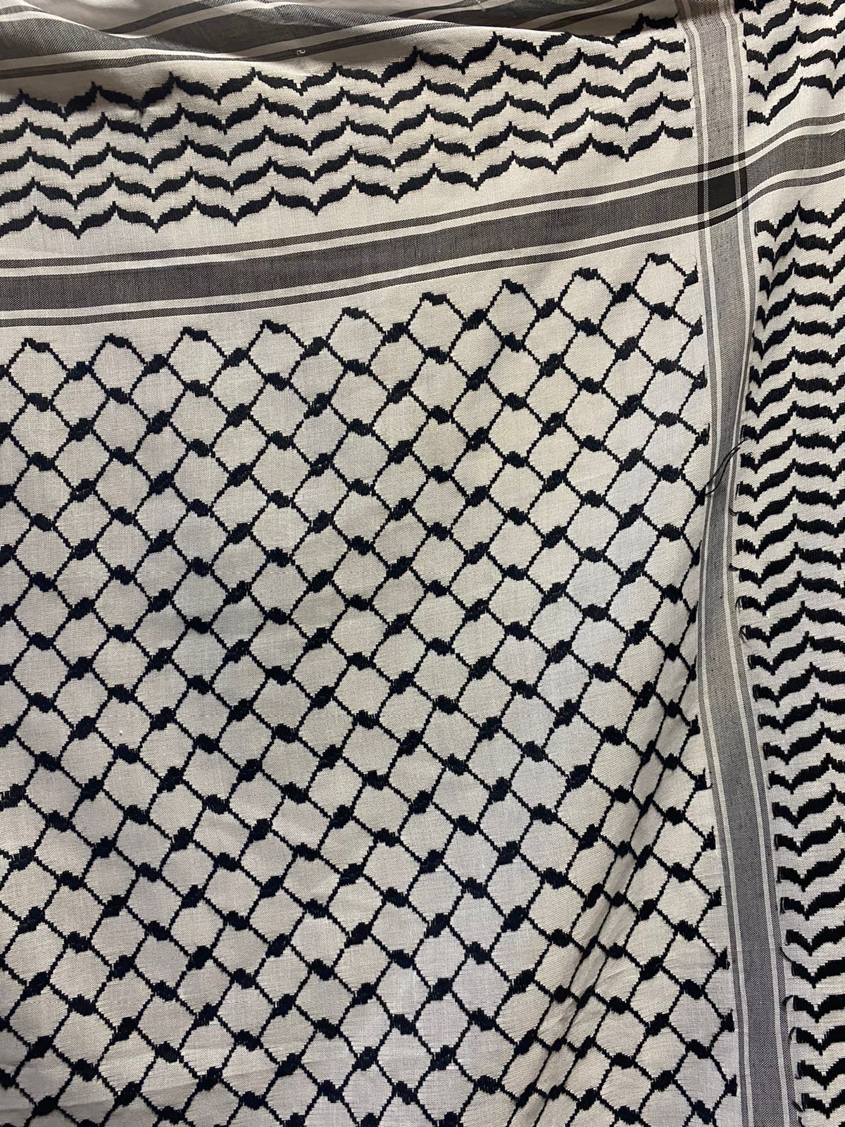 White & Black Palestinian Nabulsi Kuffiya Scarf - Made in Palestine ...